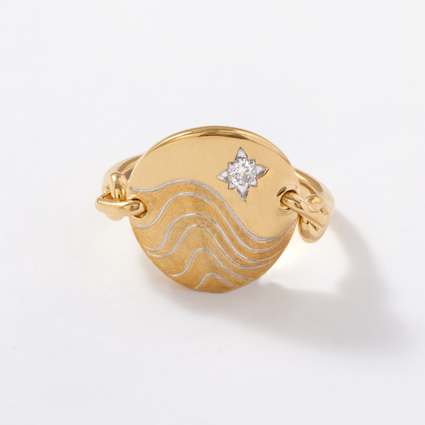 Elemental Water Ring in Yellow Gold | Lab-Grown Skydiamond